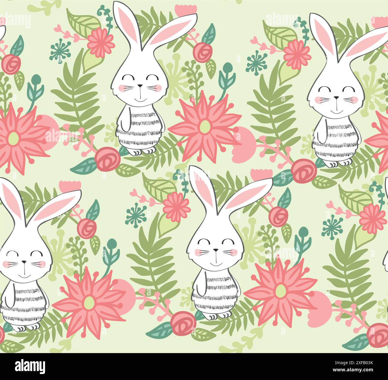 vector illustration of a cartoon happy bunny Stock Vector Image & Art ...