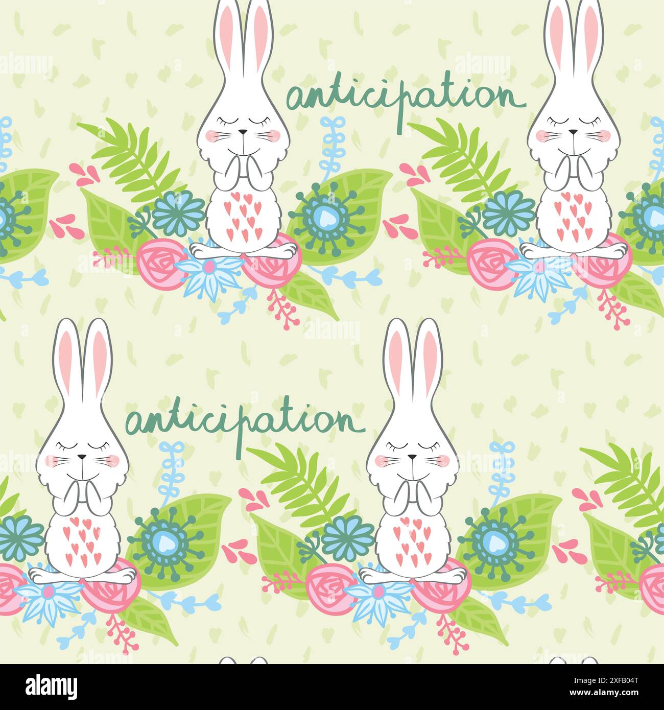vector illustration of a cartoon happy bunny. Anticipation Stock Vector ...