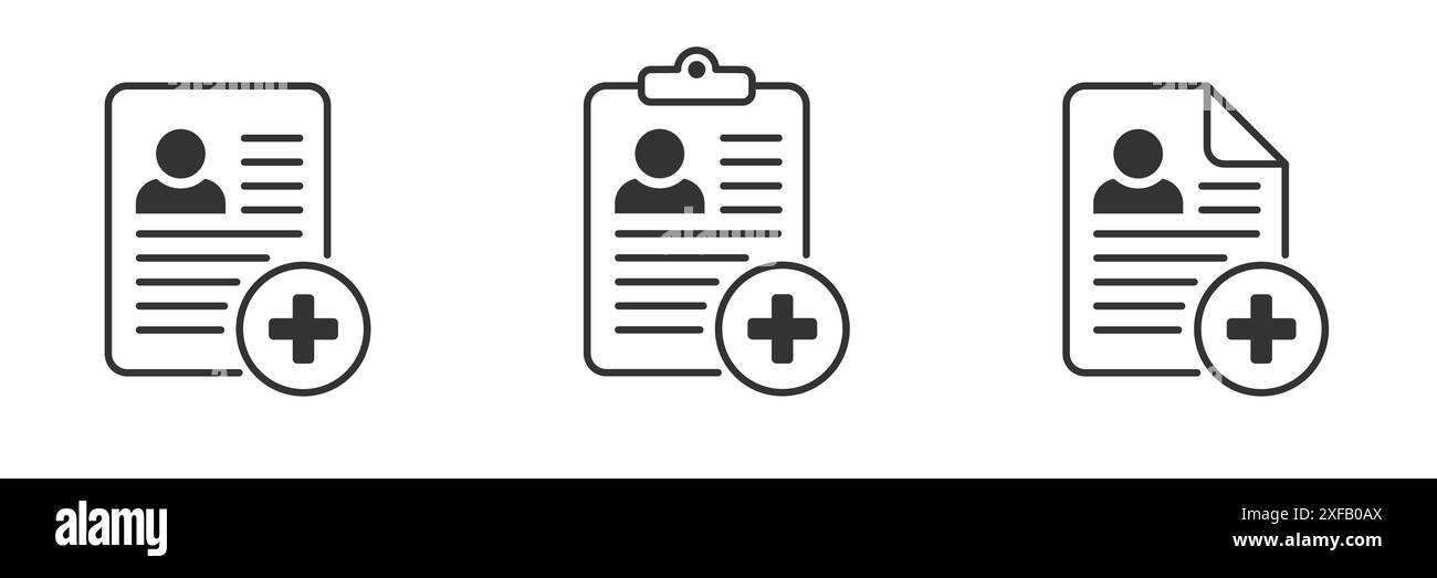 Medical card icon. Insurance card. Medical record, diagnosis. Add file ...