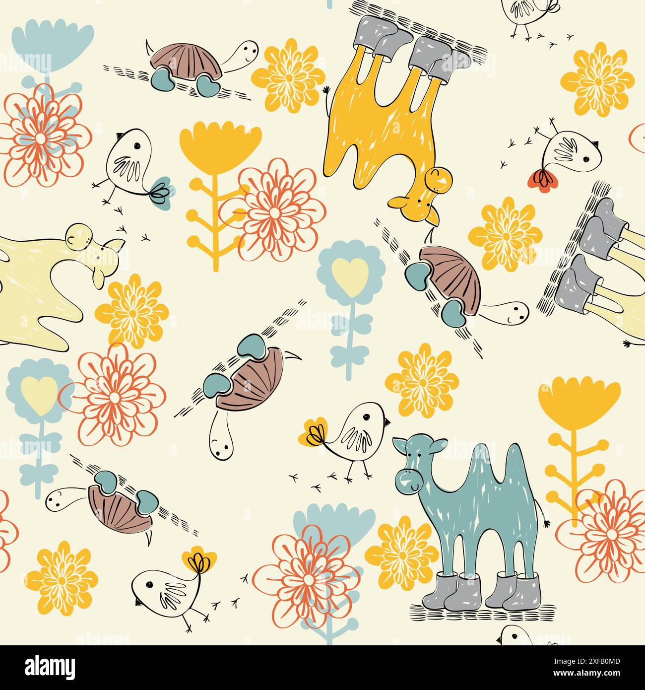 Sweet babies doodle seamless pattern. Babies background Stock Vector ...