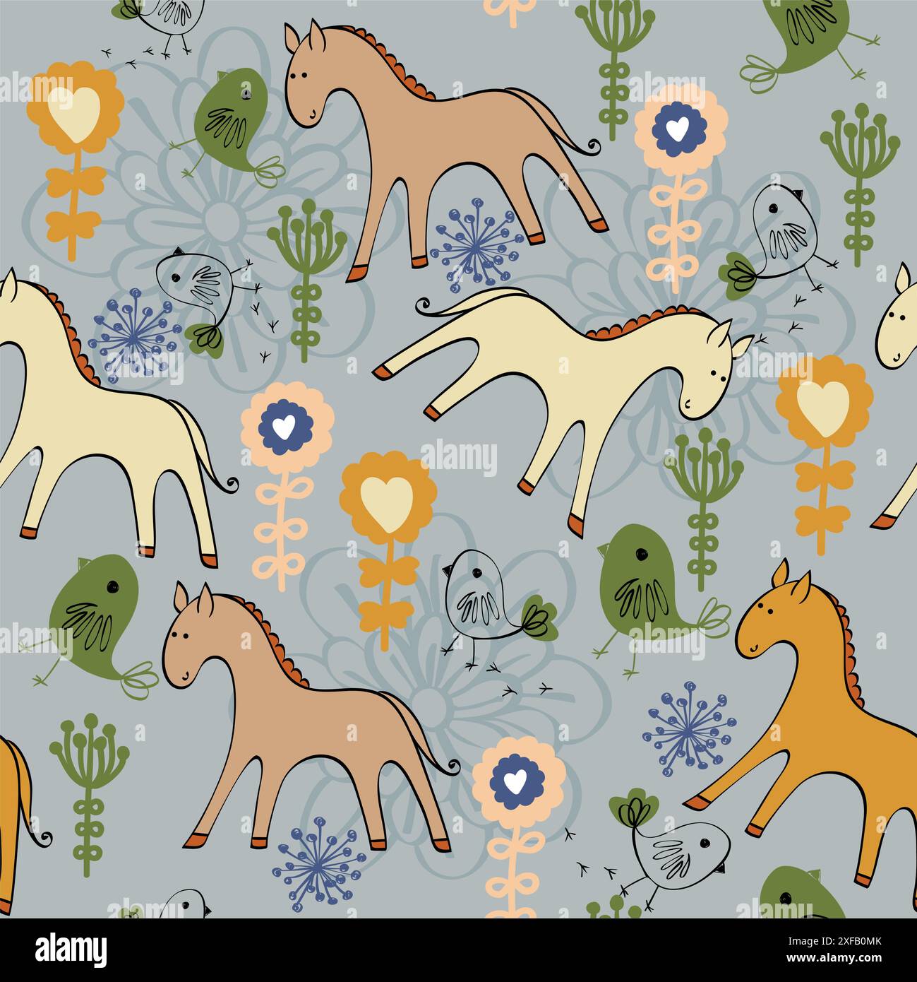 Cute hand draw seamless pattern with horse Stock Vector Image & Art - Alamy