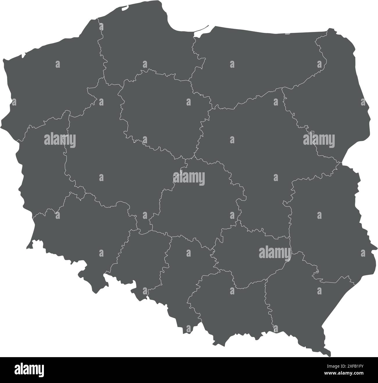 Vector blank map of Poland with provinces and administrative divisions ...