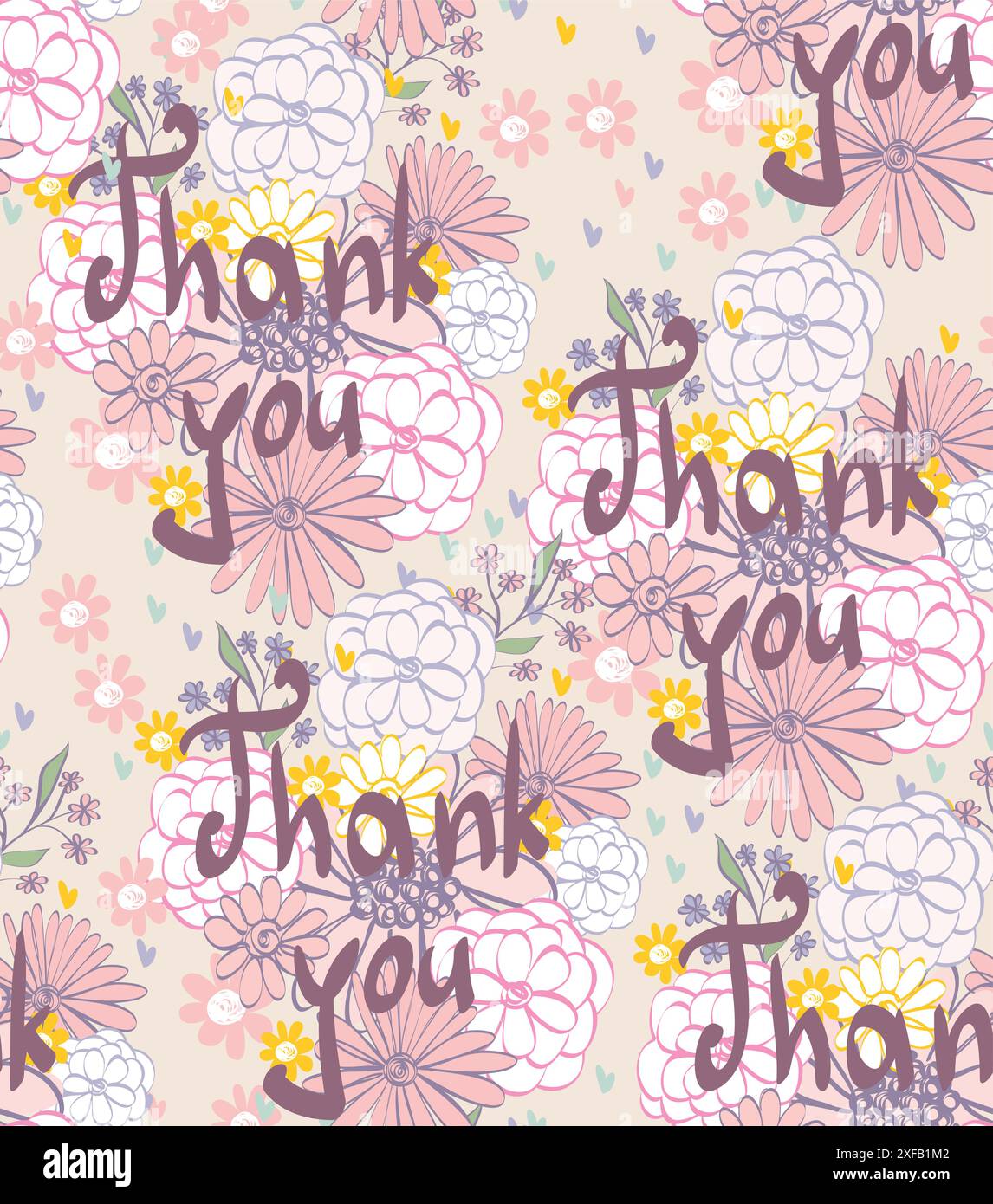 Vector Thank you script seamless pattern with flowers Stock Vector ...