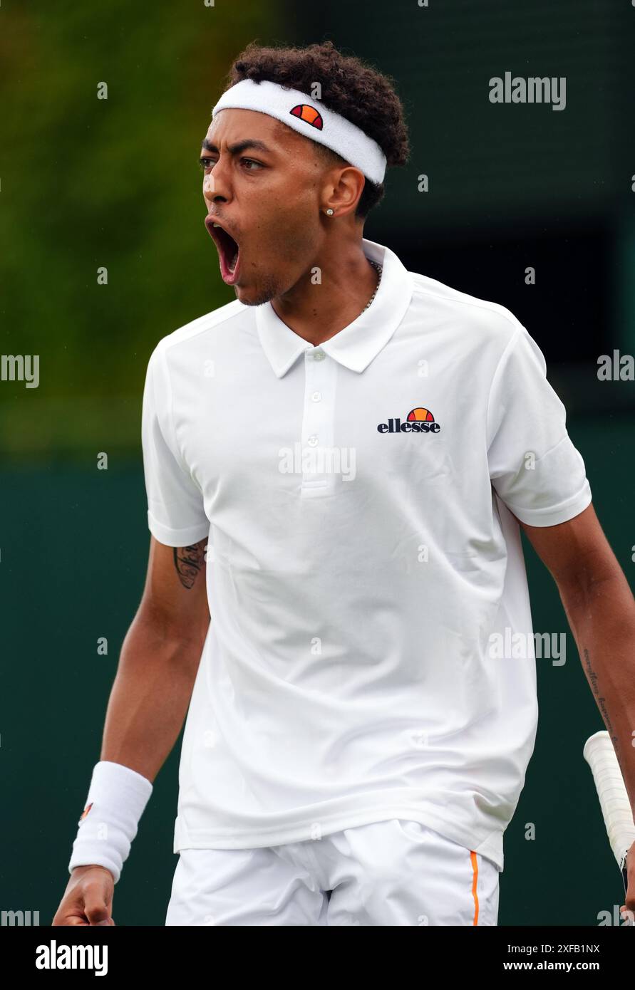 Paul Jubb celebrates a hold of serve during his match against Thiago ...