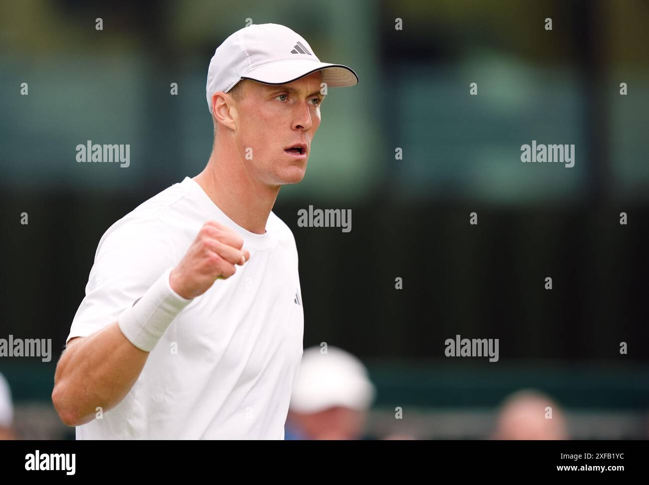 Jan Choinski in action against Luciano Darderi (not pictured) on day ...