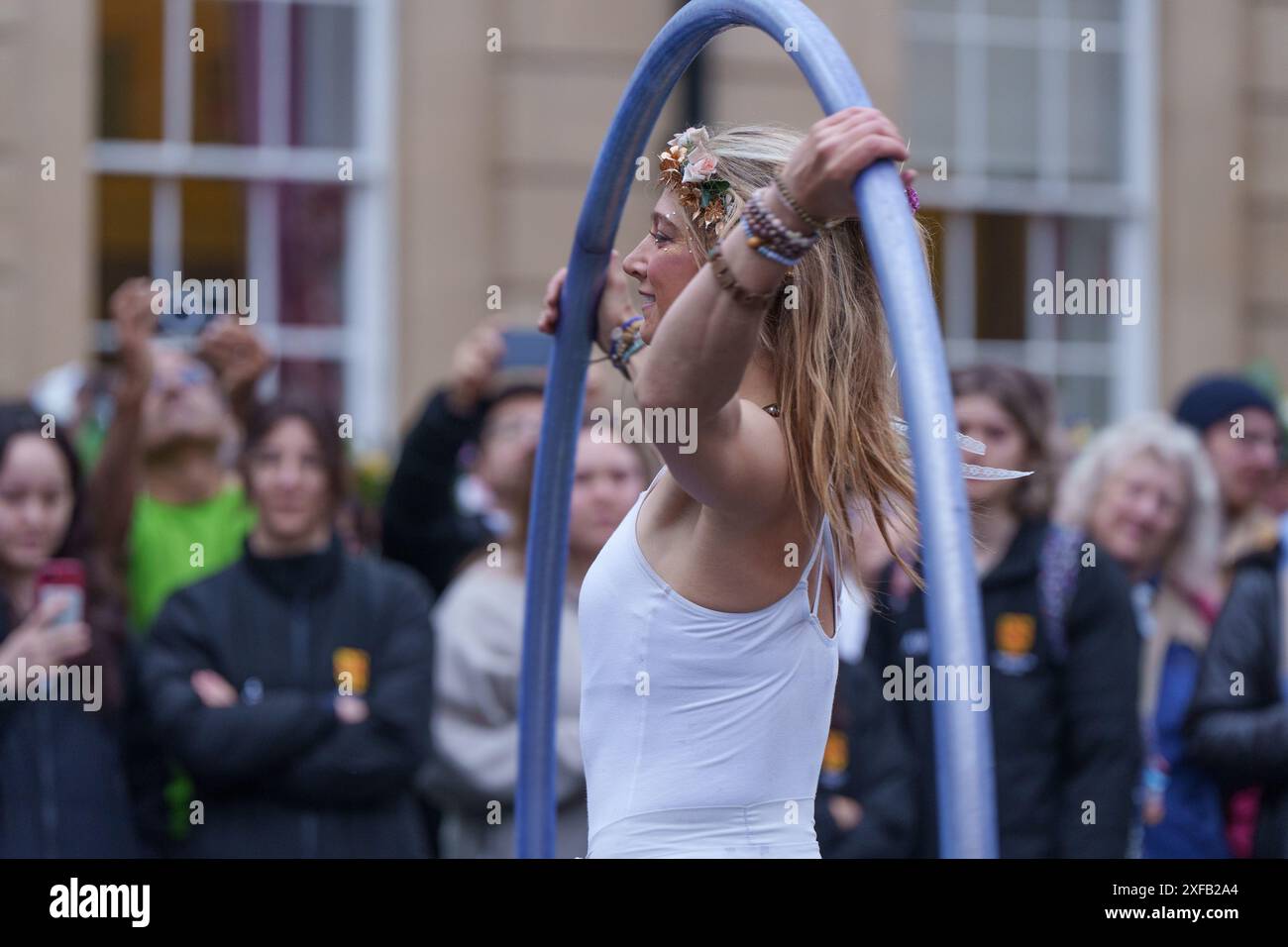 Ariel Dempsey displays her skills dancing using a Cyr Wheel, Mayday, on ...