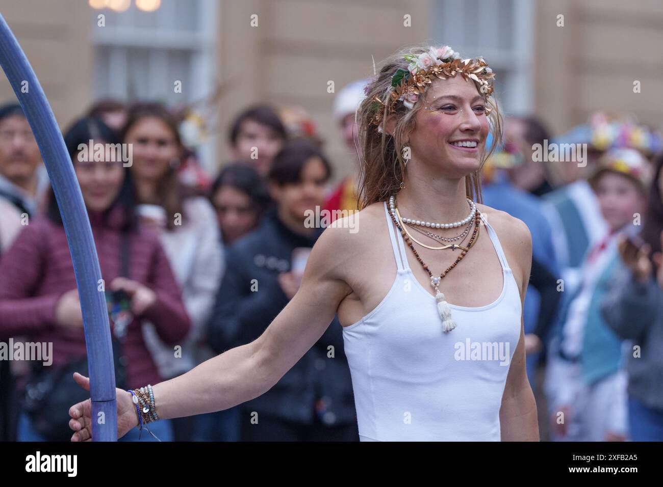 Ariel Dempsey displays her skills dancing using a Cyr Wheel, Mayday, on ...