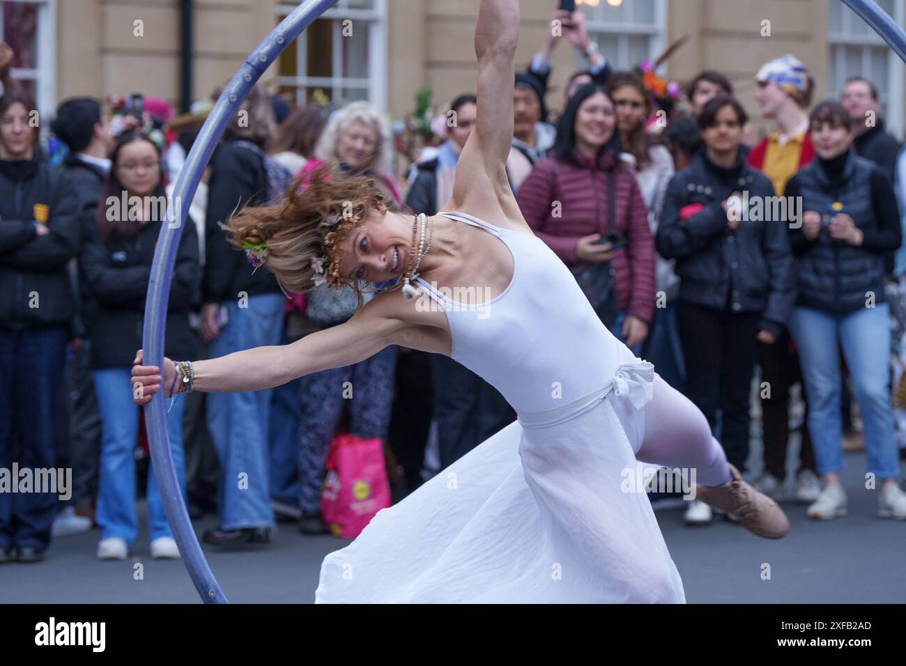 Ariel Dempsey displays her skills dancing using a Cyr Wheel, Mayday, on ...
