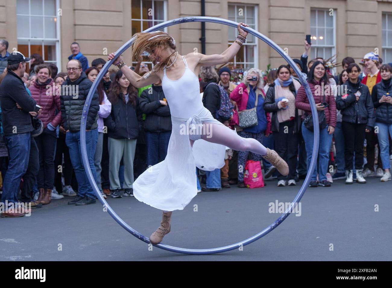 Ariel Dempsey displays her skills dancing using a Cyr Wheel, Mayday, on ...