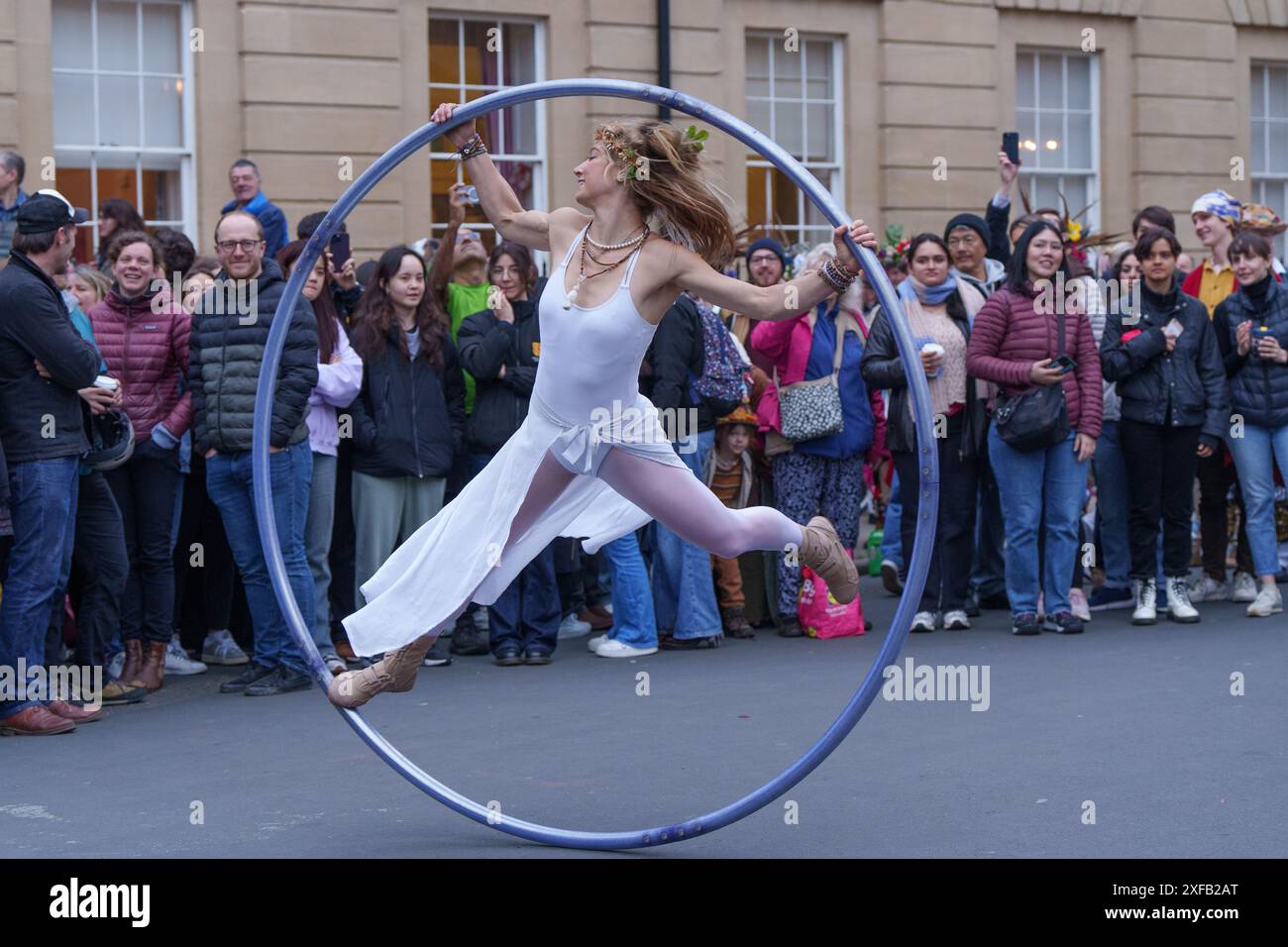 Ariel Dempsey displays her skills dancing using a Cyr Wheel, Mayday, on ...
