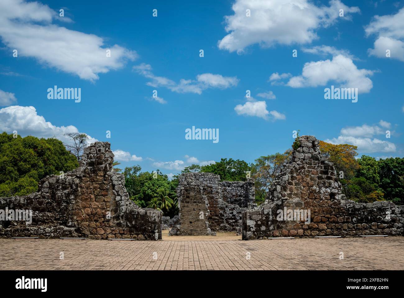 Ruins of Panama Viejo or Old Panama, the remaining part of the original ...
