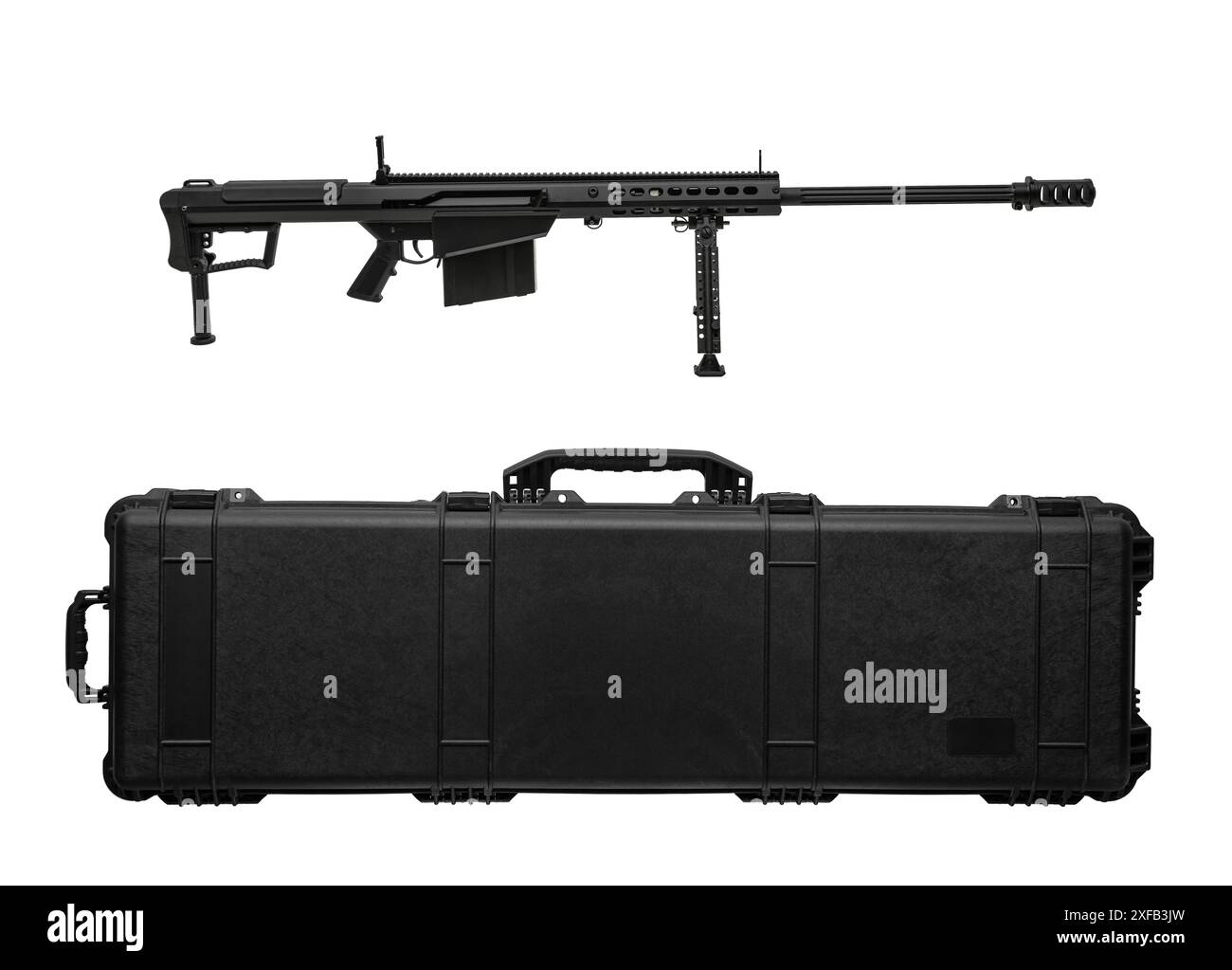 Large caliber sniper rifle. Long range weapon. Isolate on a white ...