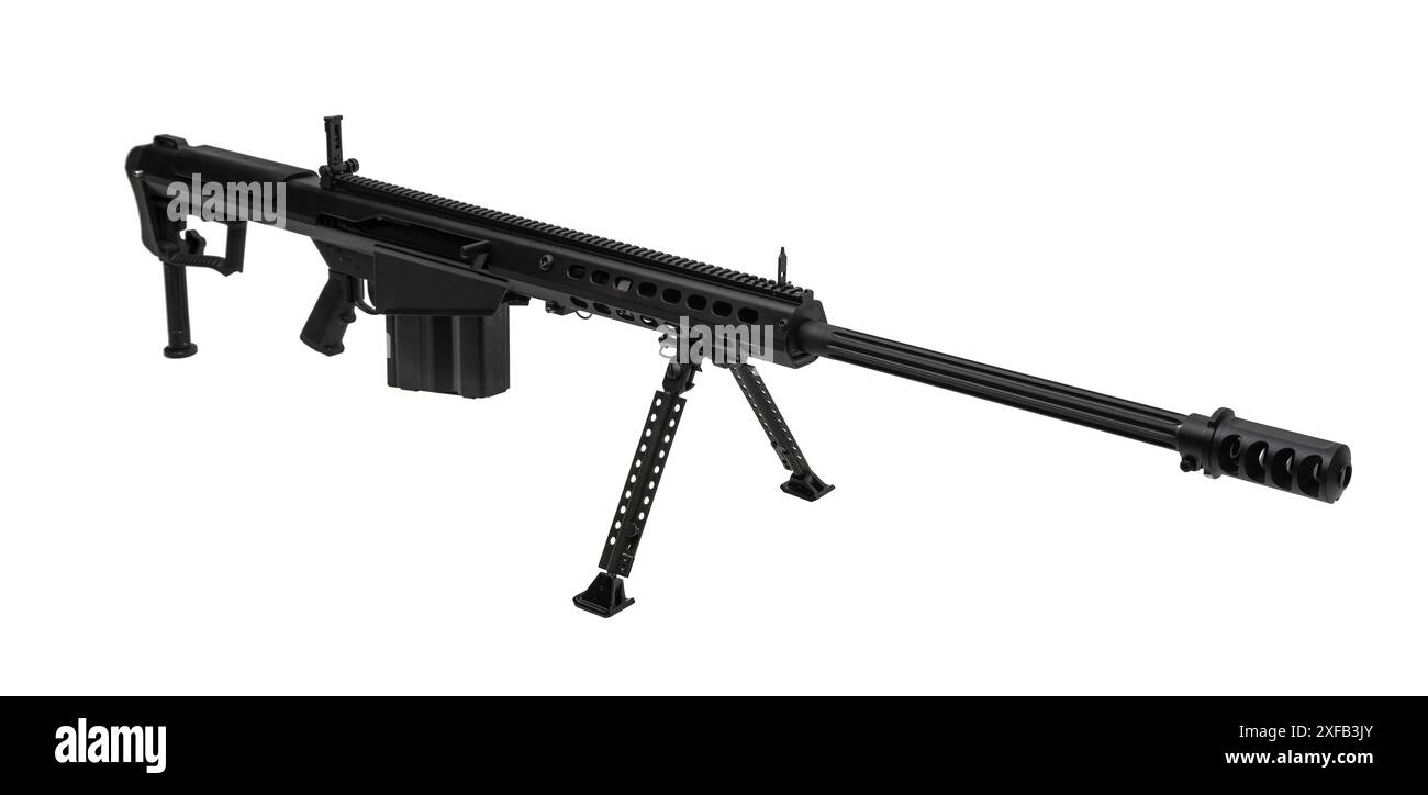 Large caliber sniper rifle. Long range weapon. Isolate on a white background Stock Photo - Alamy