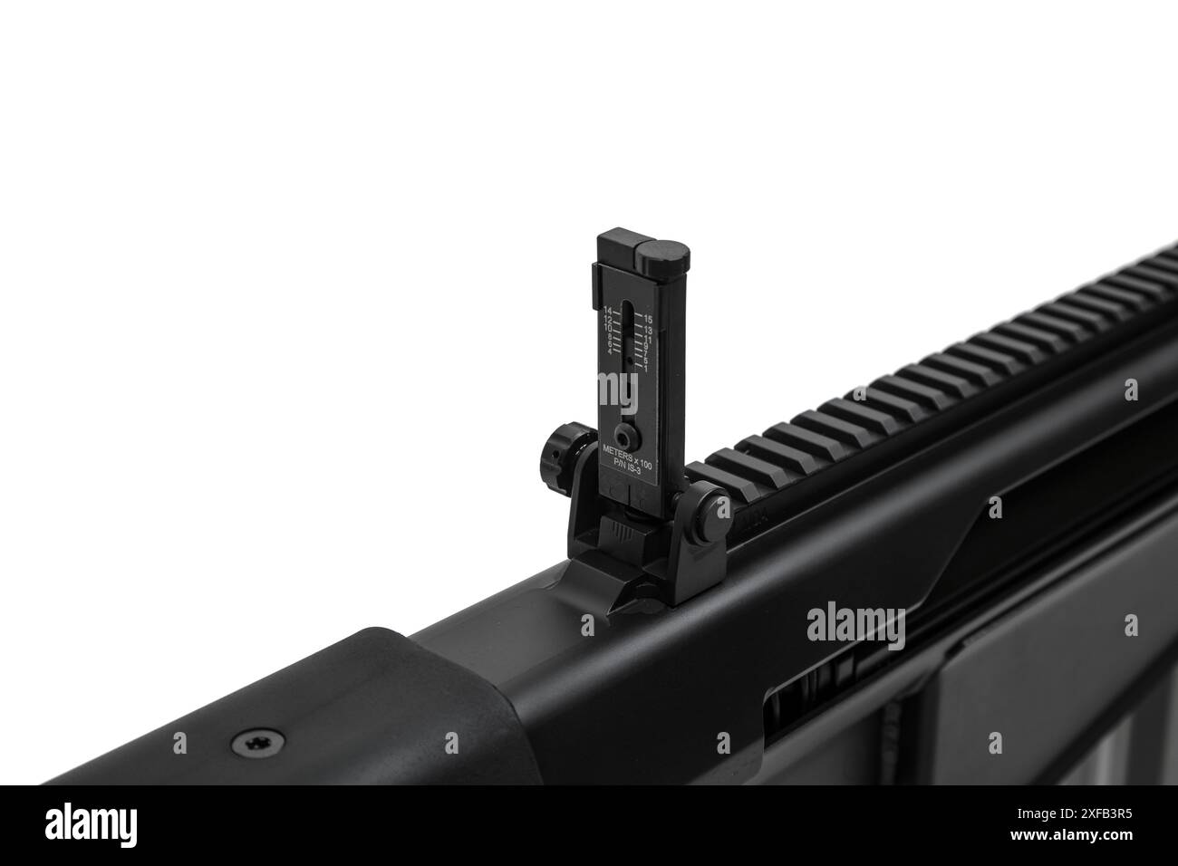 Large caliber sniper rifle. Long range weapon. Isolate on a white ...
