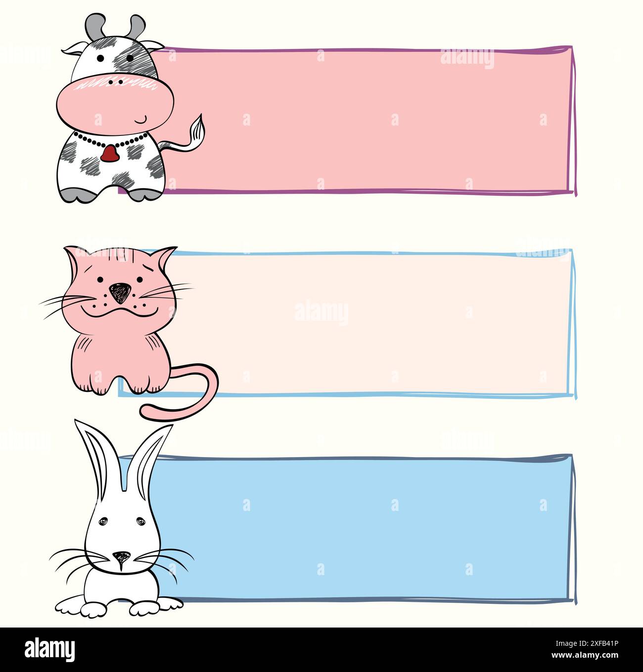 hand drawn baby banners with farm animals Stock Vector Image & Art - Alamy