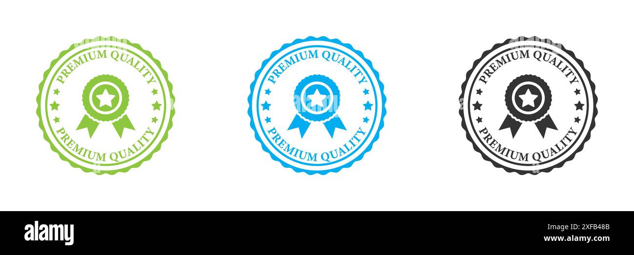 Premium quality icon set. Medal badge with star and ribbons. Premium ...