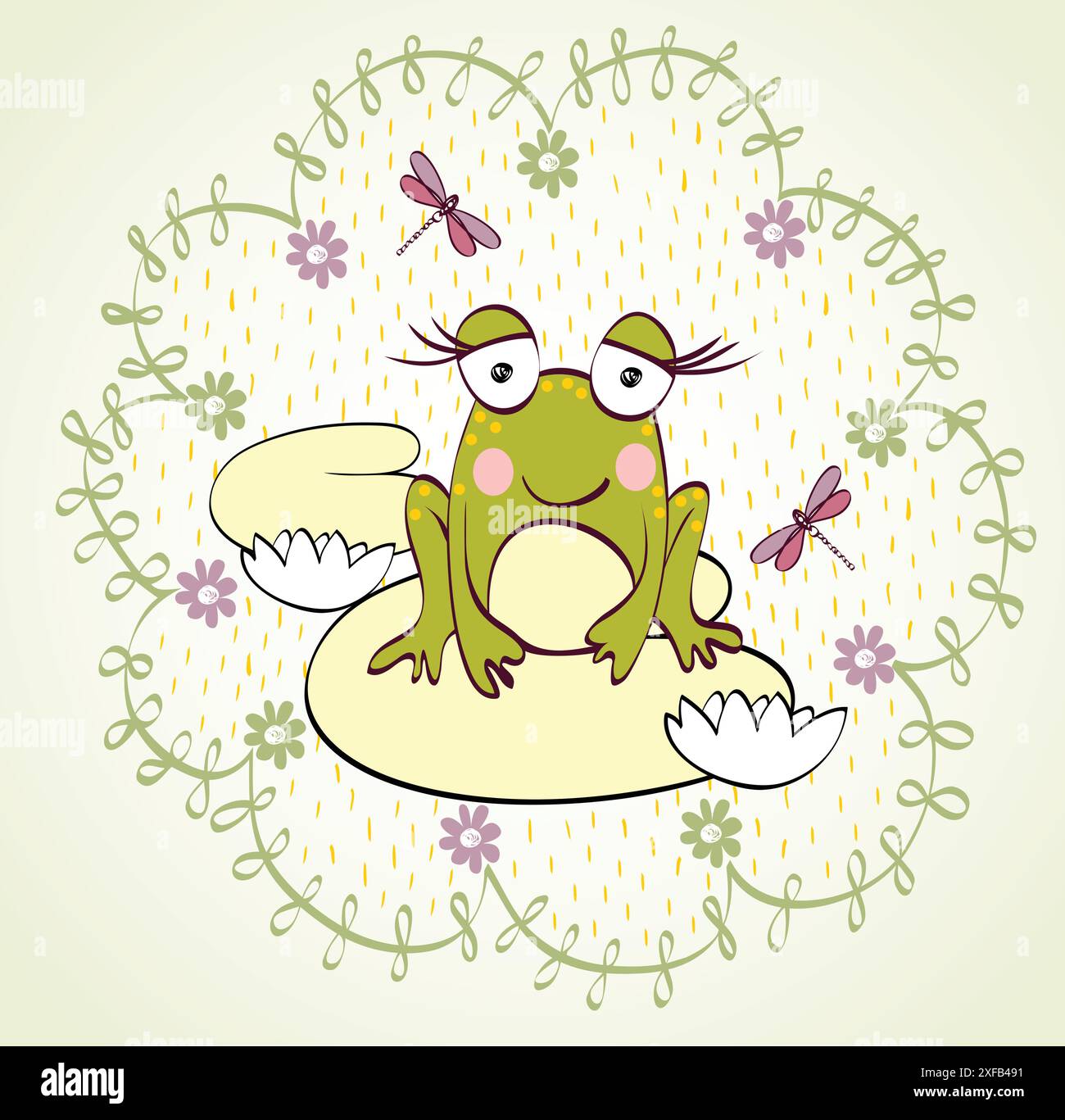 Vector hand drawn illustration with funny frog Stock Vector Image & Art ...