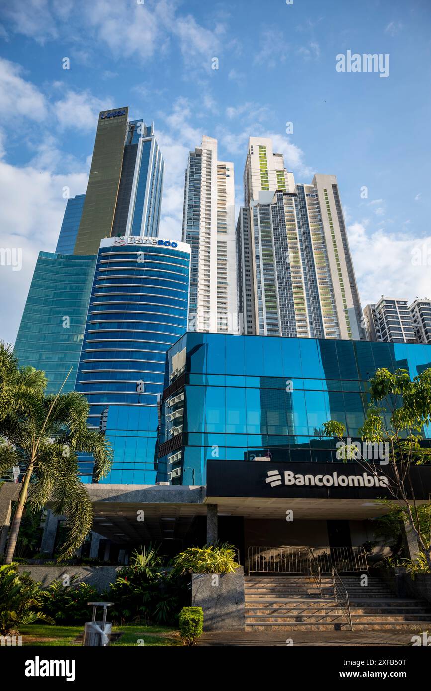Colombian bank, Cityscape of modern Panama City in the banking and ...