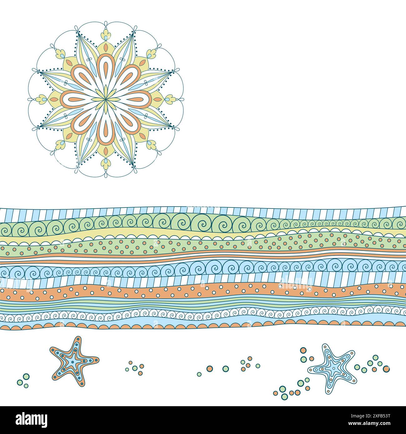 Seascape line art design. Summer vecto illustration Stock Vector Image ...