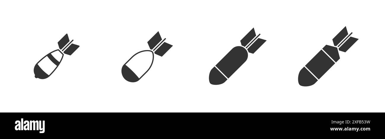 Air bomb icon set. Atomic Bombshell. Nuclear bomb. Flat vector ...