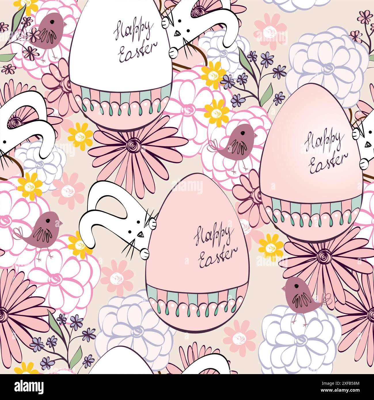 Rabbit standing flowers Stock Vector Images - Alamy