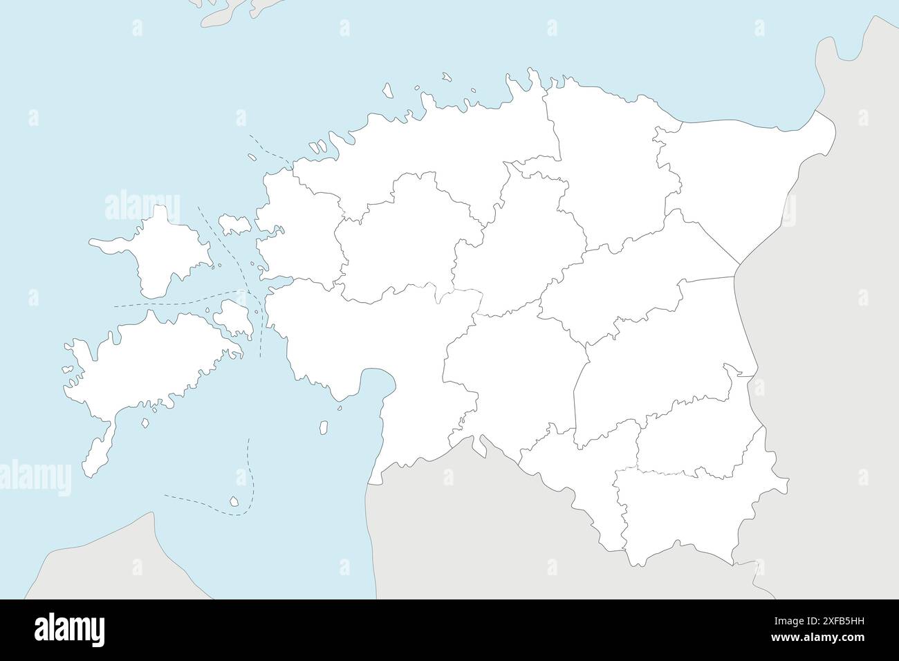 Vector regional blank map of Estonia with counties and administrative ...