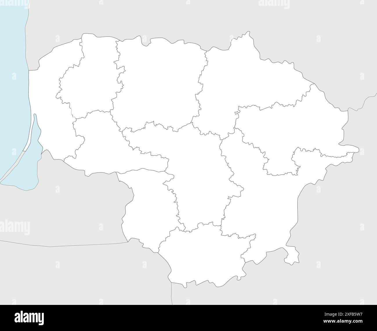 Vector regional blank map of Lithuania with counties and administrative ...