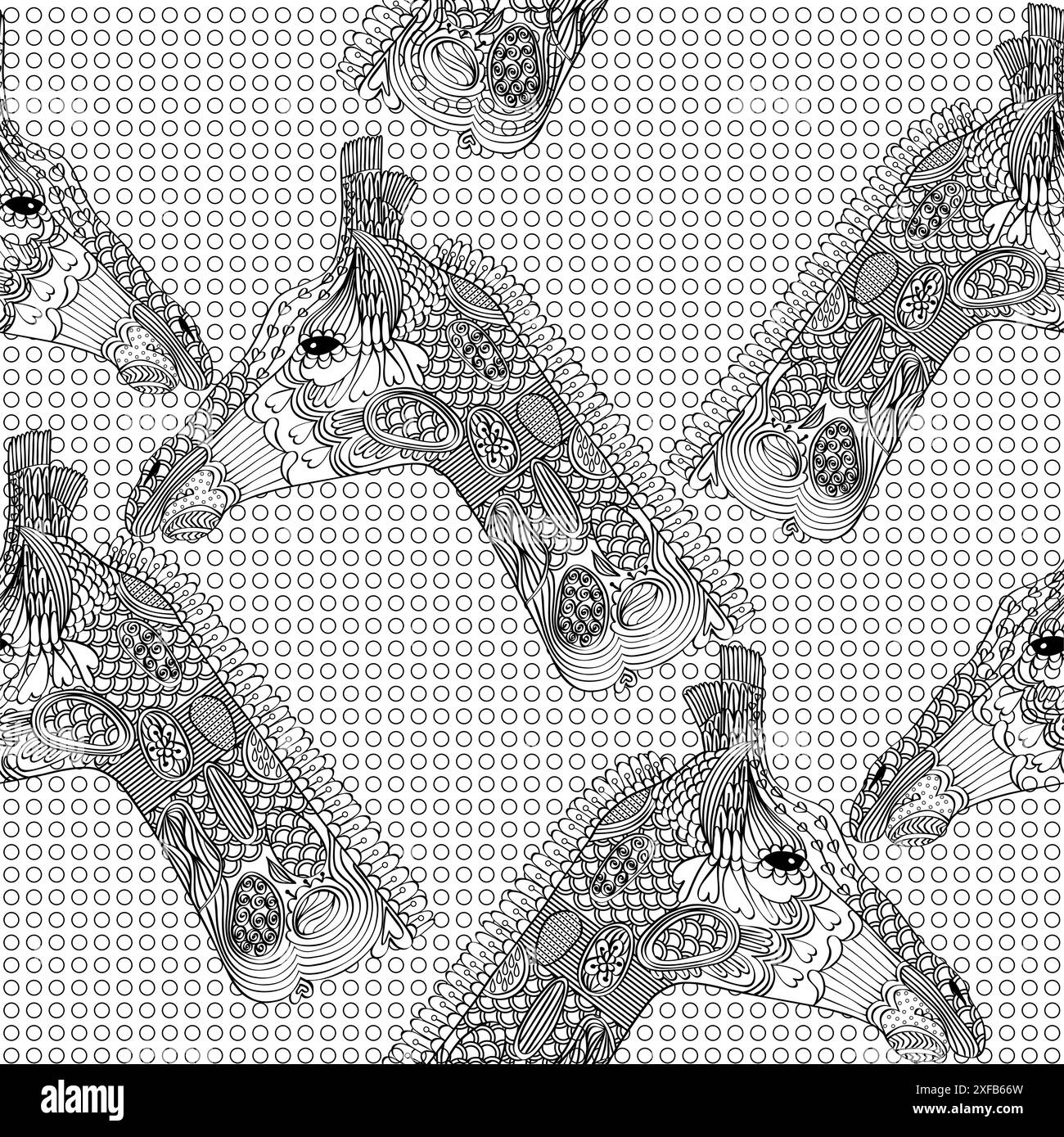 Zentangle giraffe. Seamless pattern. Doodle coloring for adults Stock ...