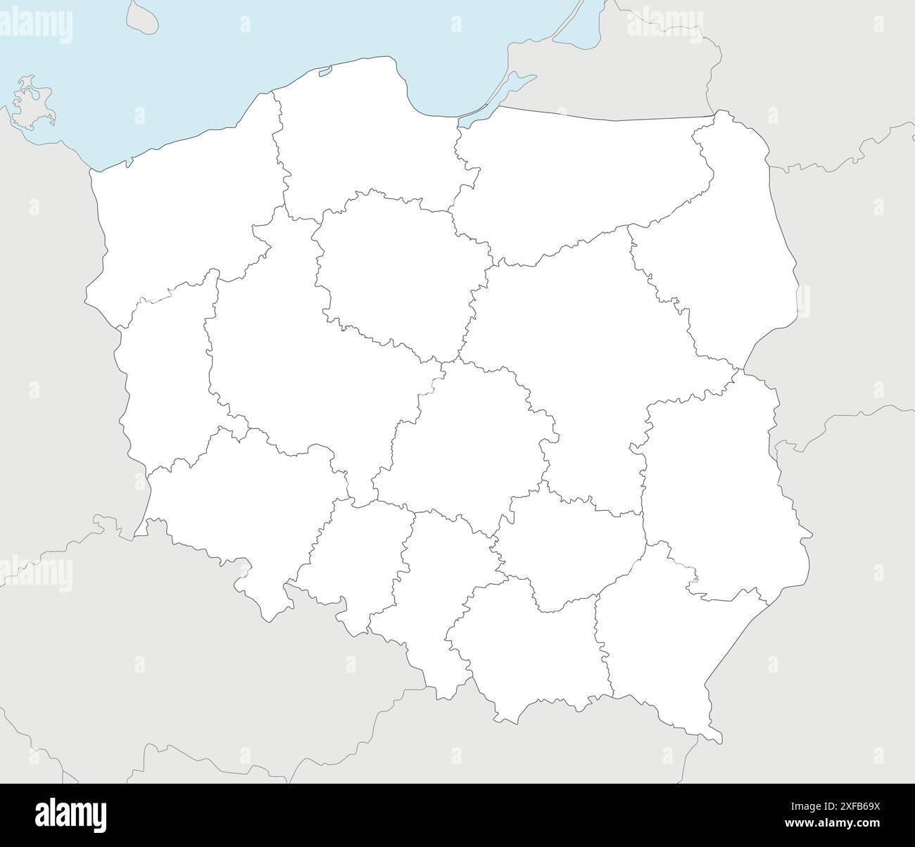 Vector blank map of Poland with provinces and administrative divisions ...
