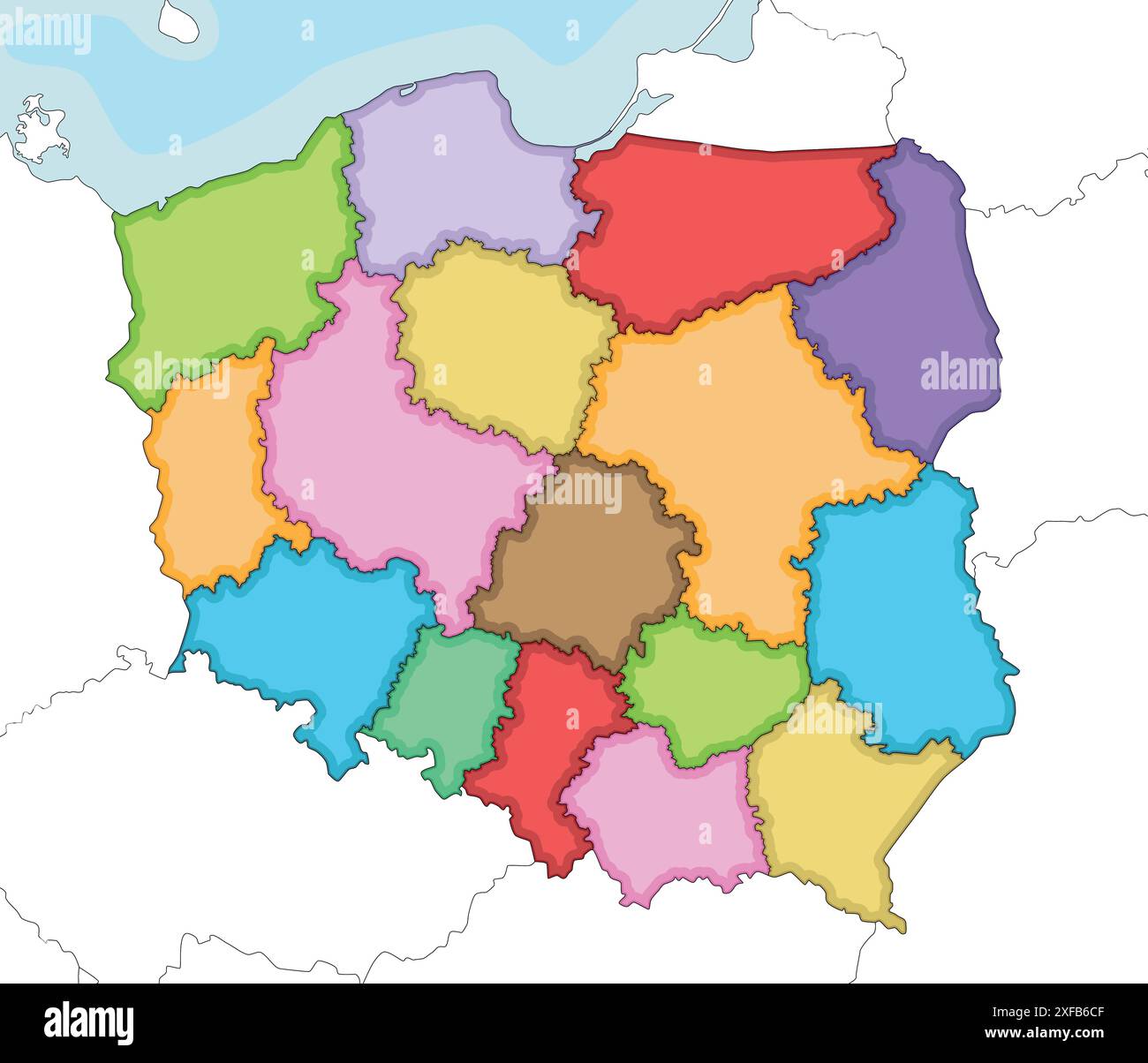 Vector illustrated blank map of Poland with provinces and ...