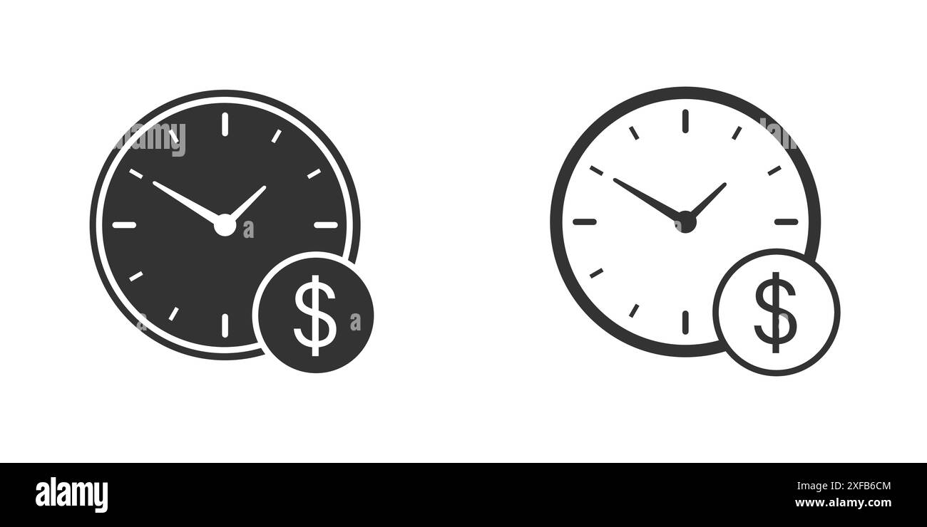 Dollar coin with clock icon. Time is money concept. Watch with dollar ...