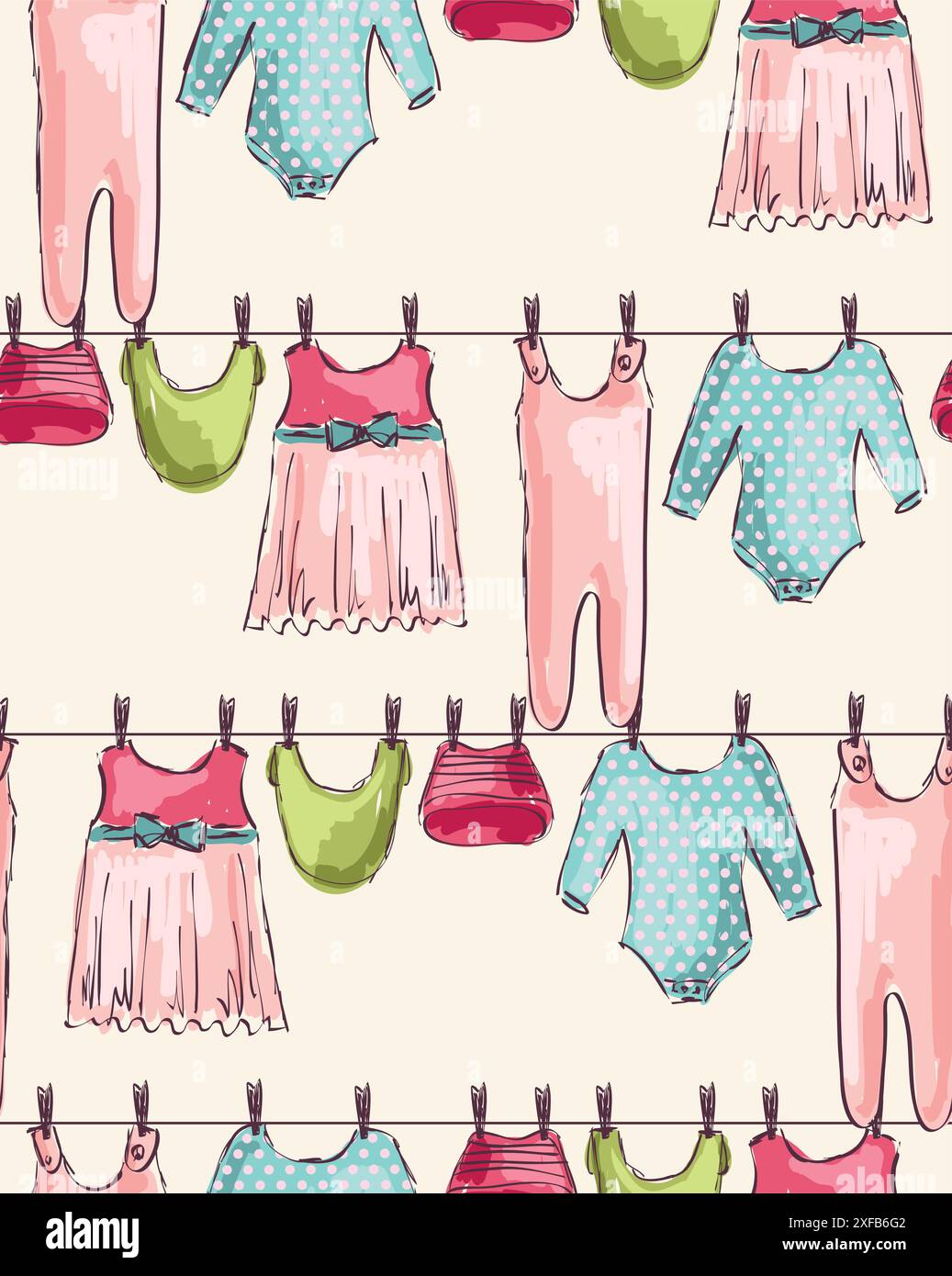 Cute hand drawn illustration of baby clothes Stock Vector Image & Art ...