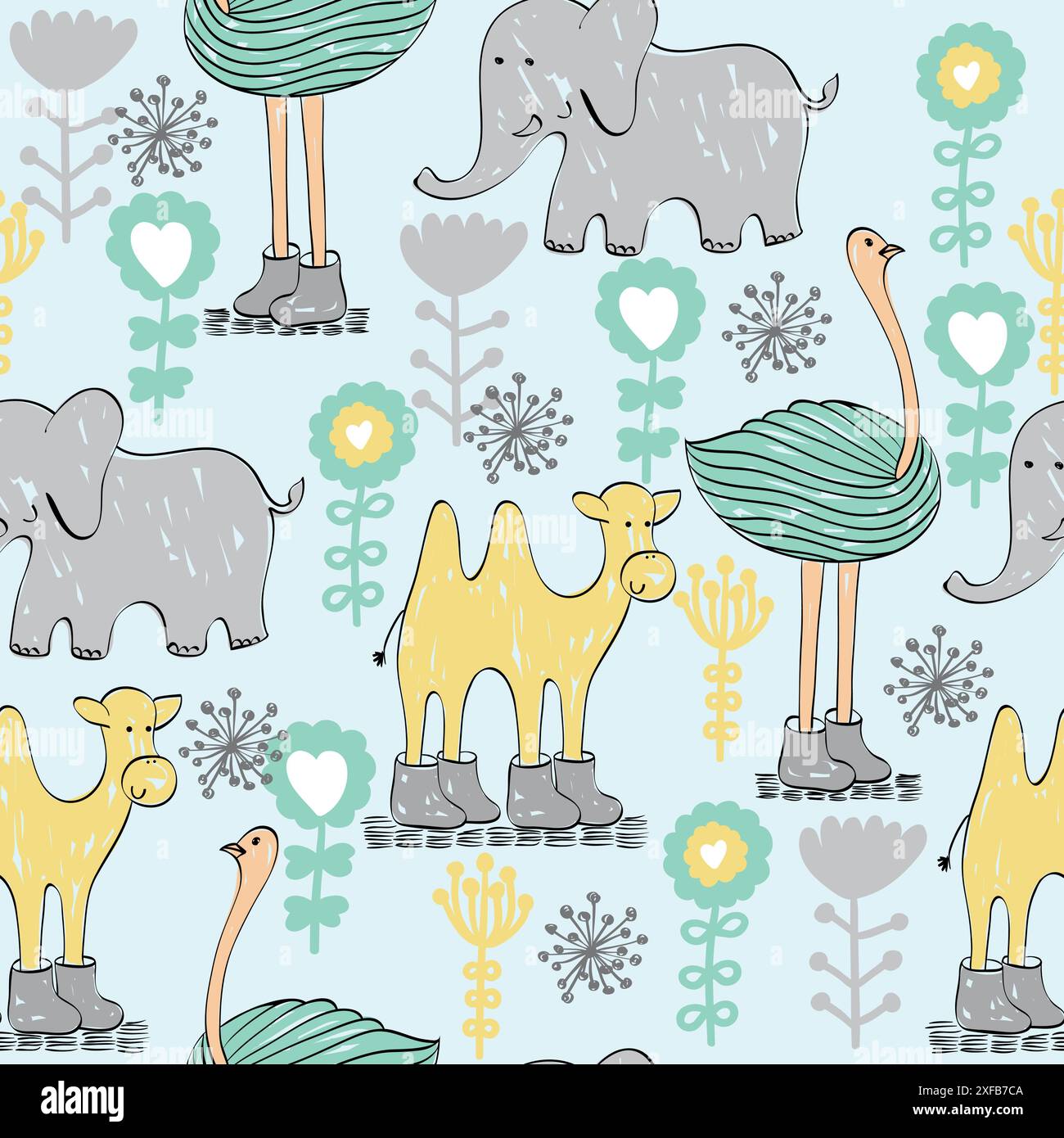 Sweet babies doodle seamless pattern. Babies background Stock Vector ...