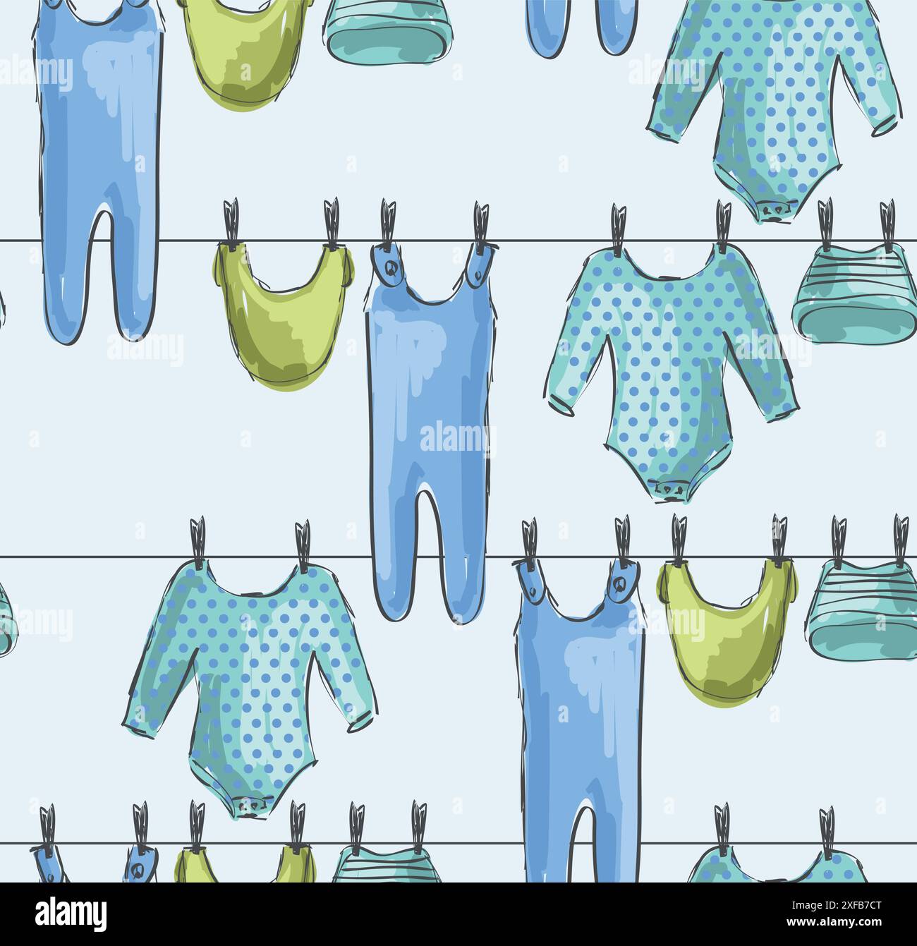 Cute hand drawn illustration of baby clothes Stock Vector Image & Art ...