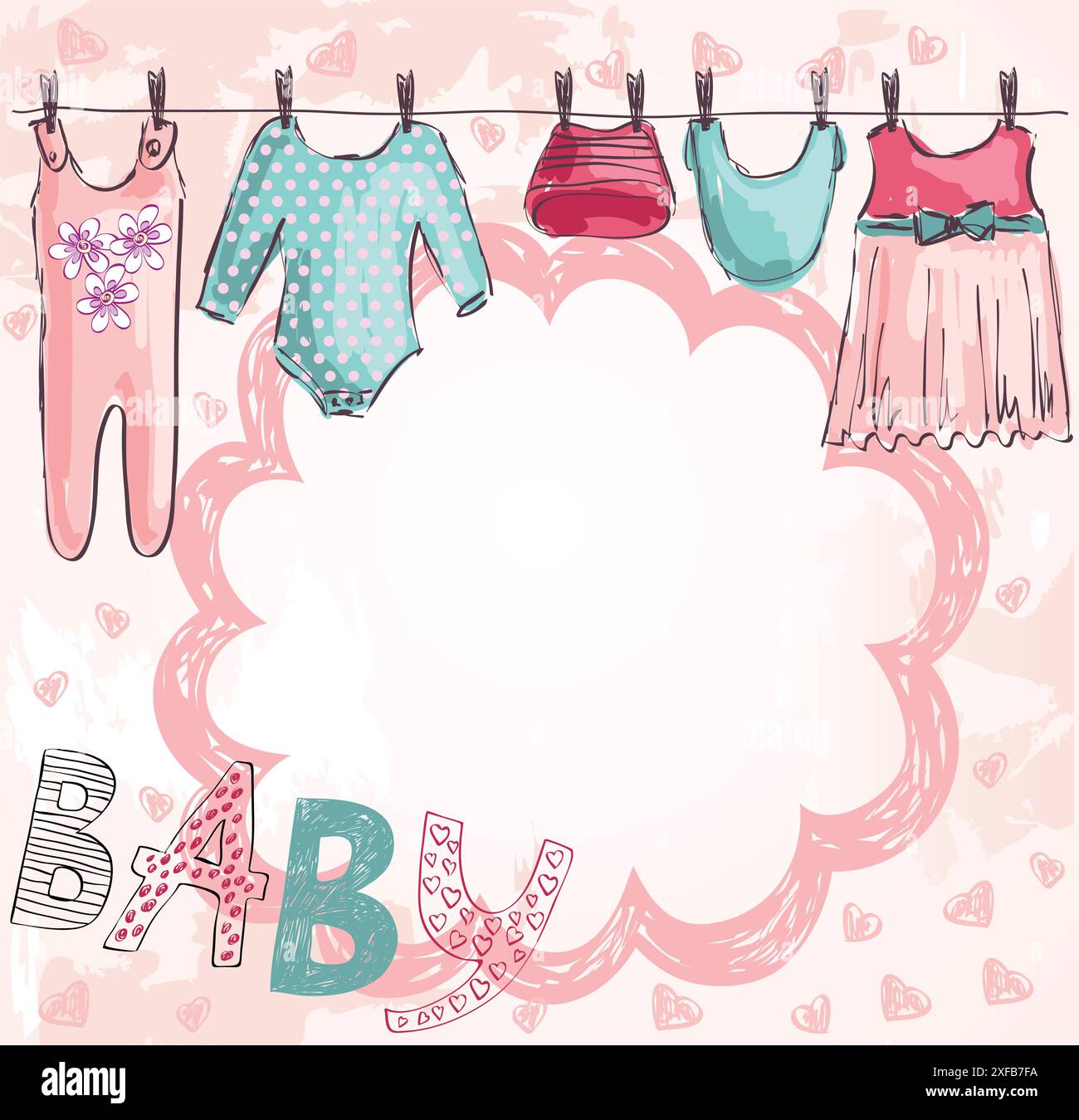 Cute hand drawn illustration of baby clothes Stock Vector Image & Art ...