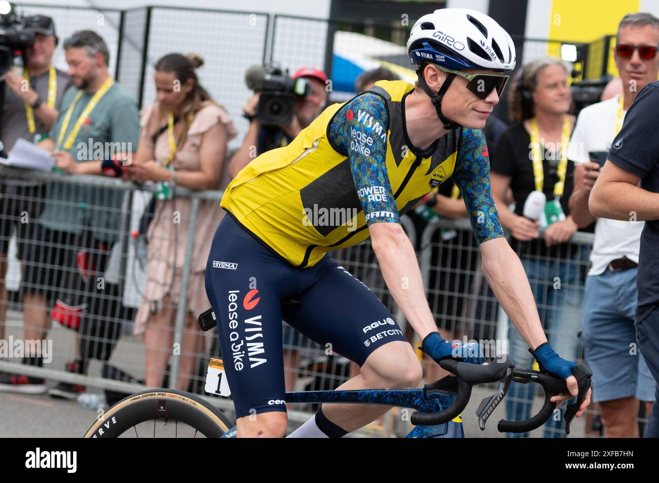 Jonas Vingegaard Hansen, Team Visma-Lease a Bike during Stage 3 - Start, Tour De France race in ...
