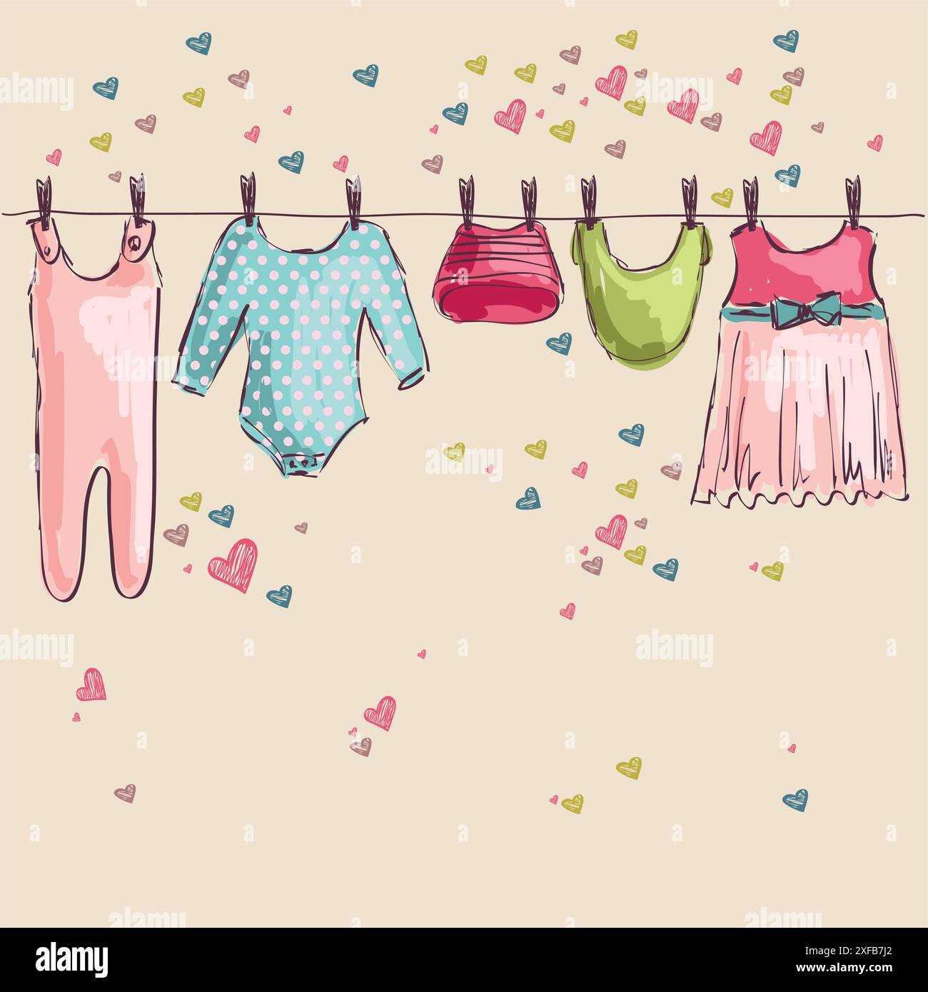 Cute hand drawn illustration of baby clothes Stock Vector Image & Art ...