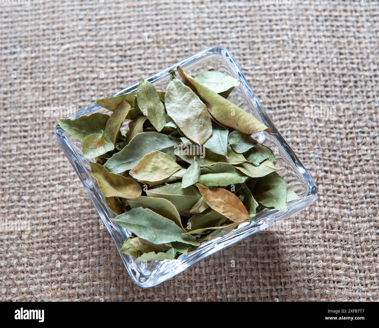 Dried Bay Leaves in a glass dish Stock Photo - Alamy