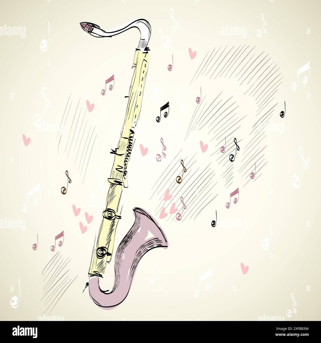 drawn illustration of a musical instrument clarinet Stock Vector Image ...