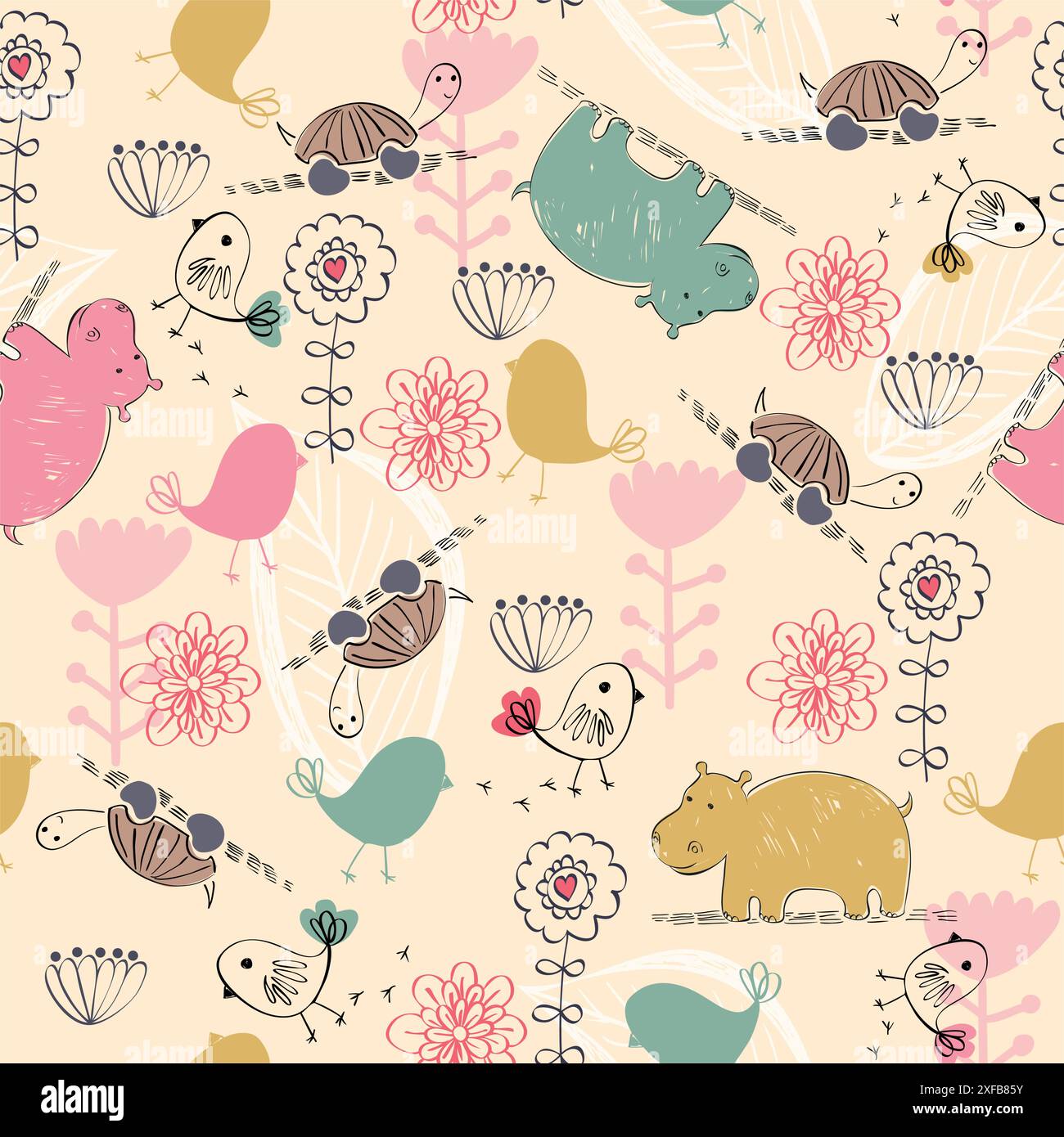Sweet babies doodle seamless pattern. Babies background Stock Vector ...
