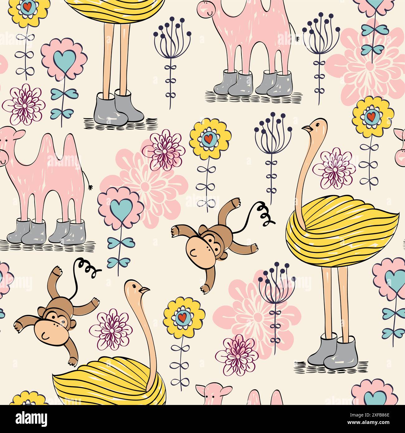 Sweet babies doodle seamless pattern. Babies background Stock Vector ...