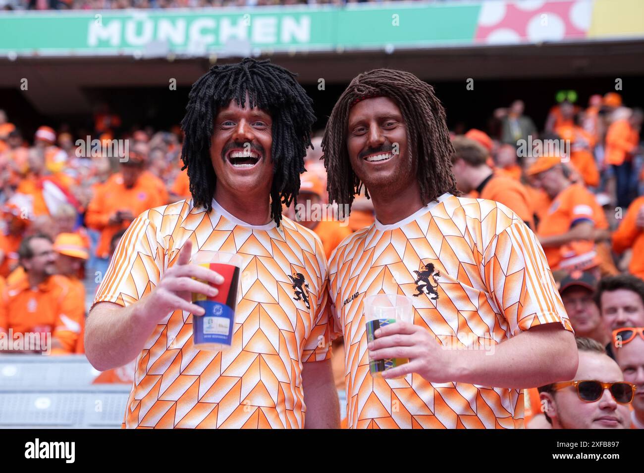 Netherlands fans dressed as Ruud Gullit ahead of the UEFA Euro 2024 ...