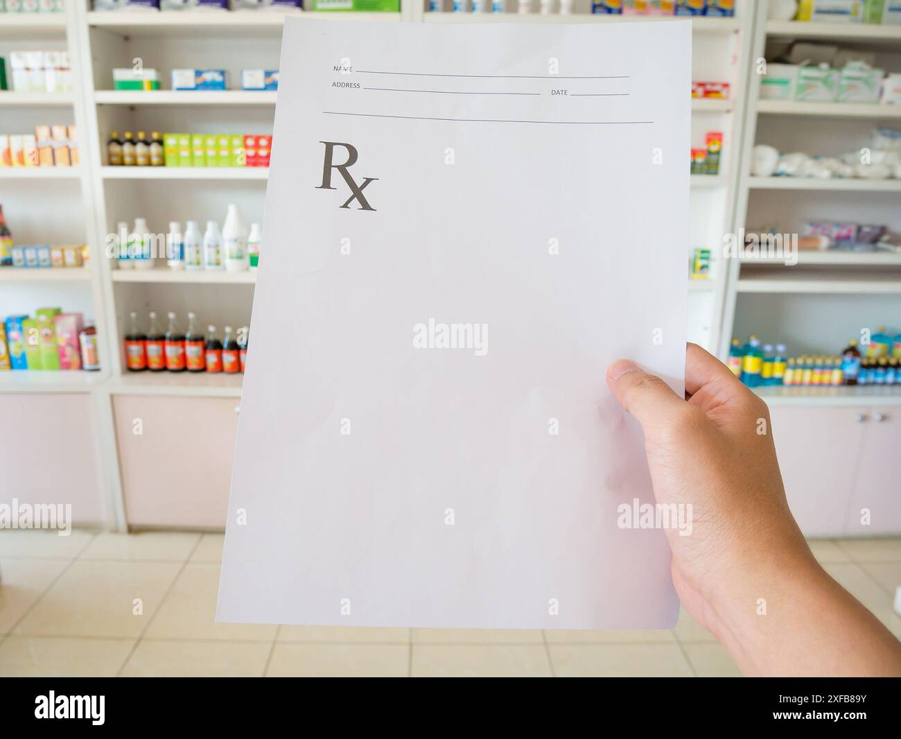 closeup hand of pharmacist with prescription at the pharmacy Stock ...