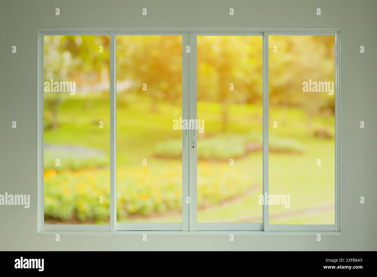 green garden view through the window Stock Photo - Alamy