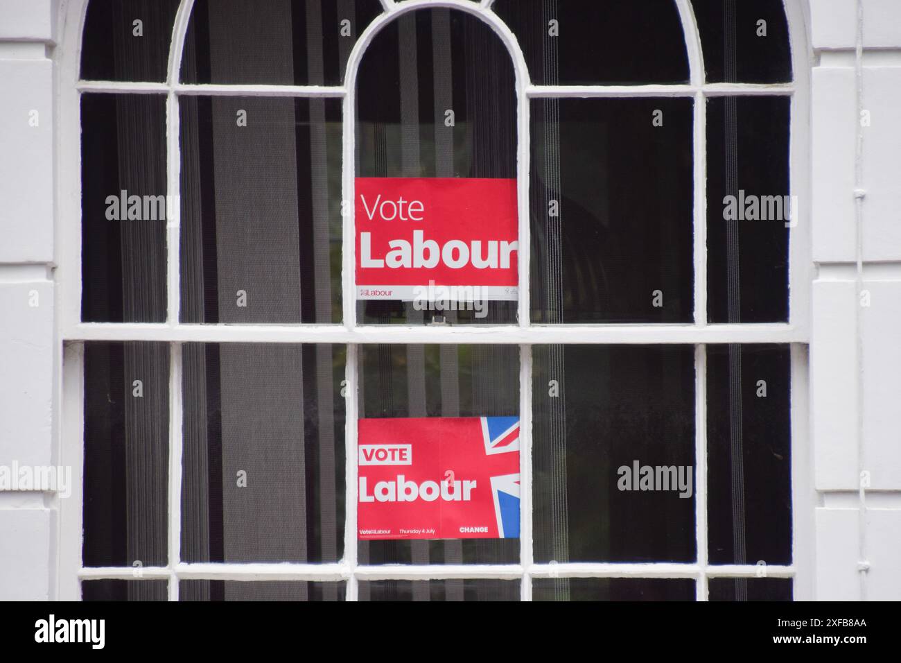 London, UK. 2nd July 2024. 'Vote Labour' signs are displayed in the ...