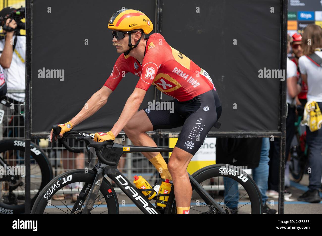 Cort Magnus, Uno-X Mobility? during Stage 3 - Start, Tour De France race in Piacenza, Italy ...