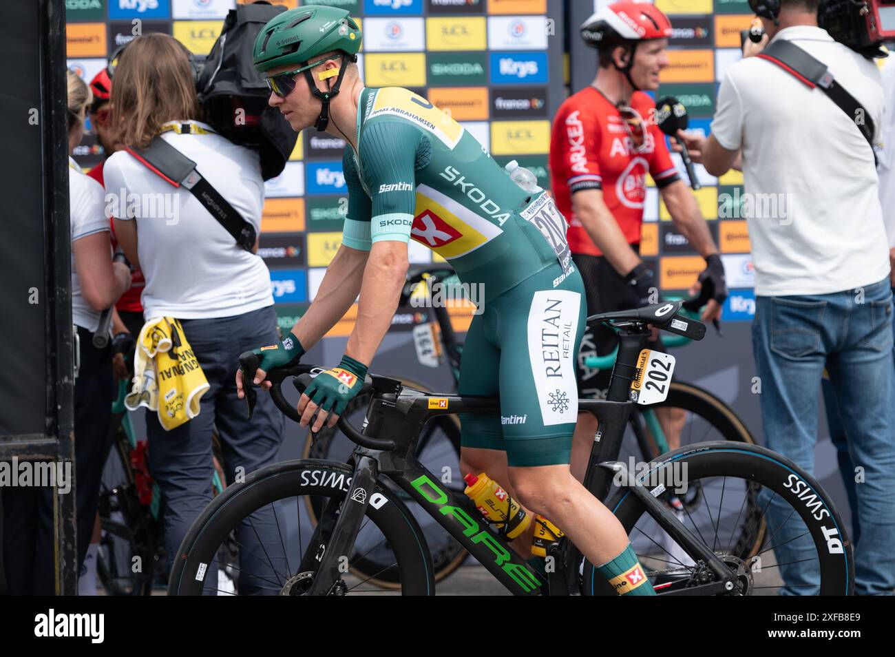 Jonas Abrahamsen, Uno-X Mobility during Stage 3 - Start, Tour De France race in Piacenza, Italy ...