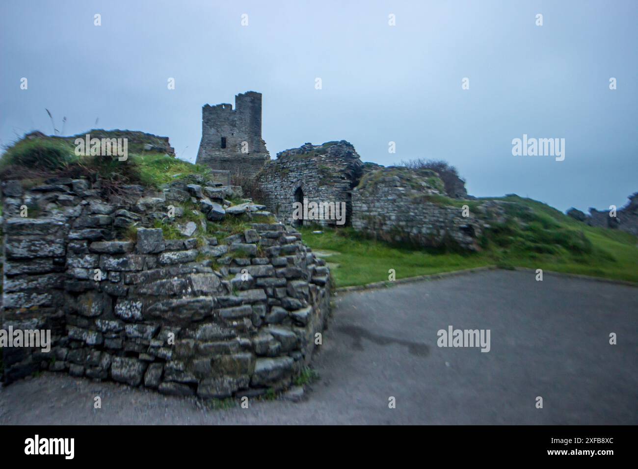 Early morning at the Ruins of the Medieval castle at Aberstwyth in ...