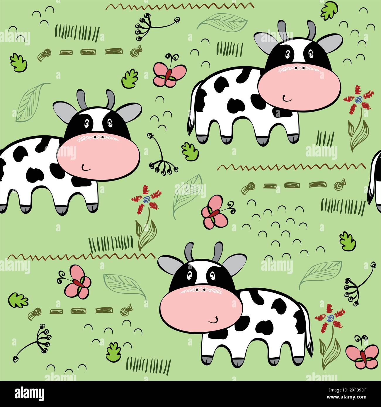 babies hand draw seamless pattern with cows Stock Vector Image & Art ...