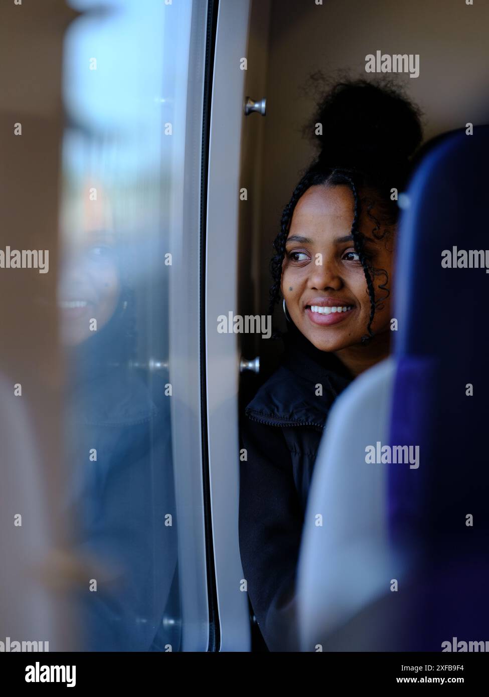 Beautiful woman on the train in Helsingborg, Sweden Stock Photo - Alamy